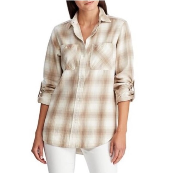 Lauren Ralph Lauren | Tops | Lauren Ralph Lauren Plaid Rolltabsleeve ...